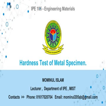 5_Hardness Test.pdf IPE 105 -Engineering Materials | PDF