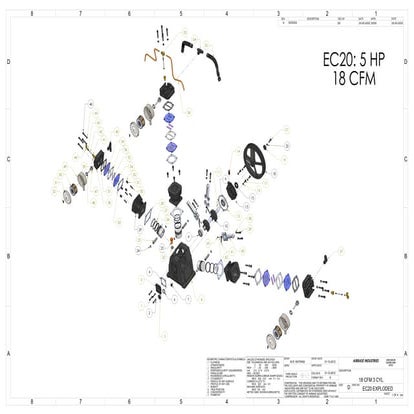 5 HP 18 CFM 3 Cylinder Compressor Pump - Geometric Exploded View | PDF
