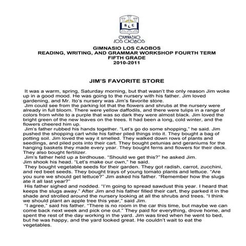 5ht grade workshop( reading,_writing)[1][1] | PDF