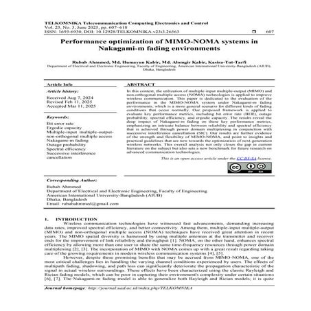 Performance optimization of MIMO-NOMA systems in Nakagami-m fading environments | PDF