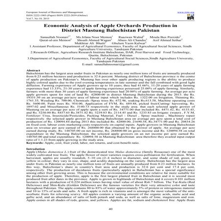 Economic Analysis of Apple Orchards Production in Balochistan Pakistan ...