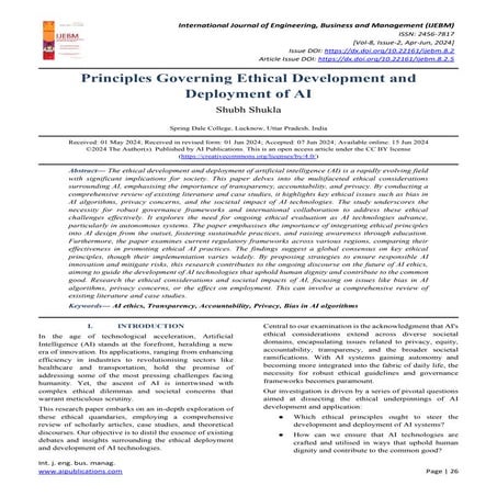 Principles Governing Ethical Development and Deployment of AI | PDF