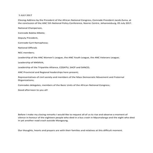 Ramaphosa letter to ANC members | PDF