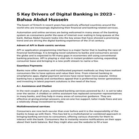 5 Key Drivers of Digital Banking in 2023 - Bahaa Abdul Hussein.pdf