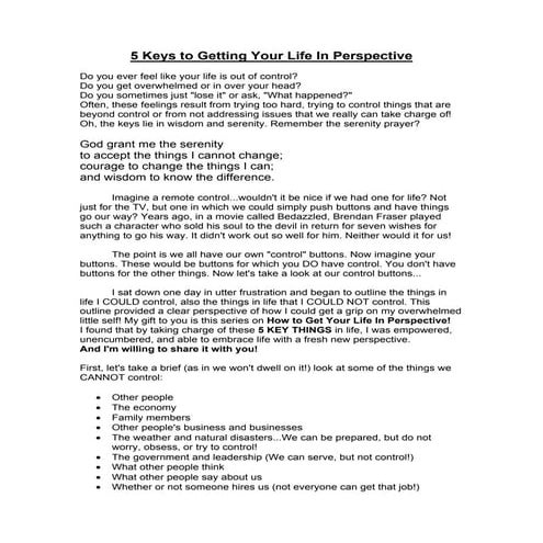 5 Keys To Getting Your Life In Perspective | PDF
