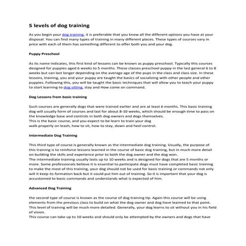 5 levels of dog training | DOC
