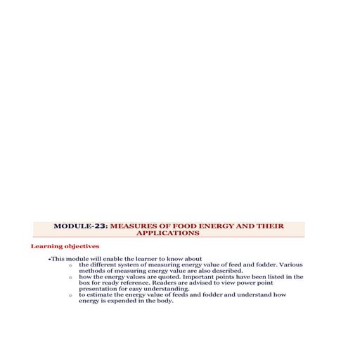 Measures of Feed Energy- Gross Energy, Digestible Energy, Metabolisable ...