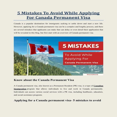 5 Mistakes To Avoid While Applying For Permanent Canada Visa | PDF