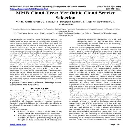 MMB Cloud-Tree: Verifiable Cloud Service Selection | PDF