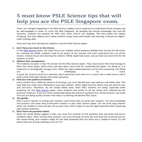 5 must know psle science tips that will help you ace the psle singapore ...