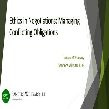 Ethics of Negotiation: Managing Conflicting Obligations | PPTX | Legal ...