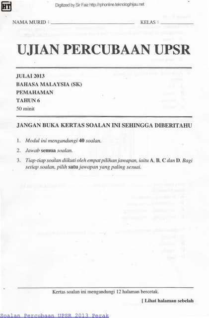 A2 ujian percubaan-bm012_1 | PDF
