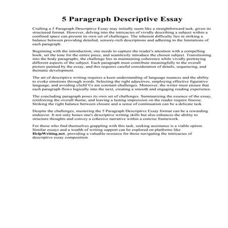 5 Paragraph Descriptive Essay | PDF