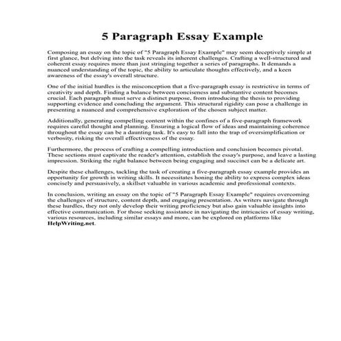 5 Paragraph Essay Example | PDF