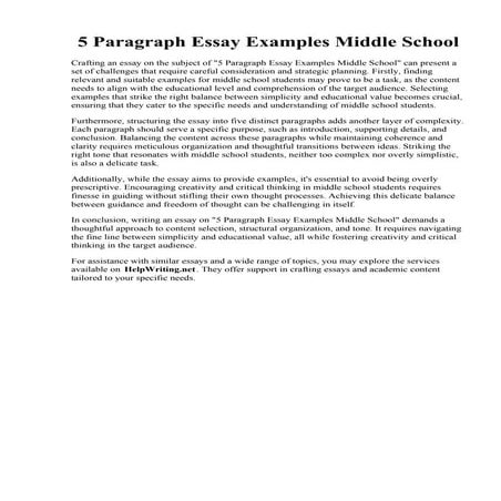5 Paragraph Essay Examples Middle School | PDF