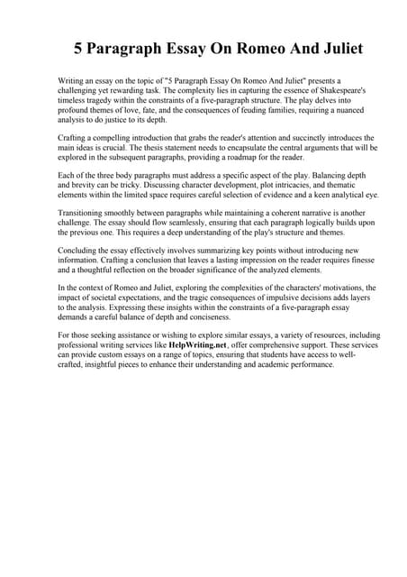 Romeo And Juliet 5 Paragraph Essay.pdf | Education