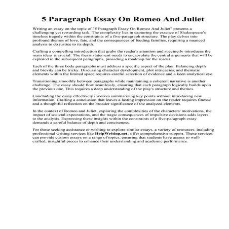 5 Paragraph Essay On Romeo And Juliet.pdf | Sleep Disorders | Diseases ...