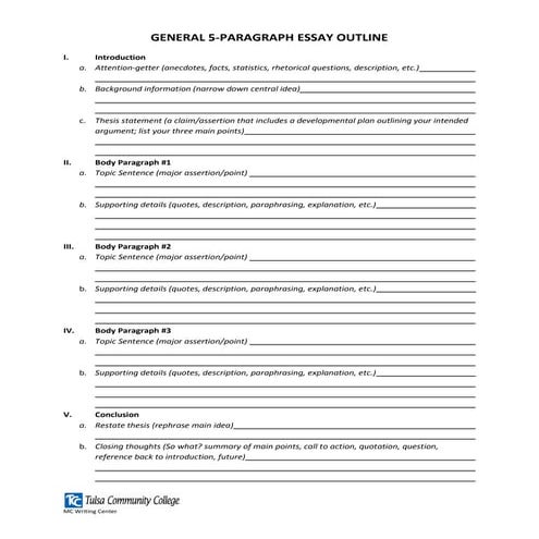 5 paragraph essay outline | PDF