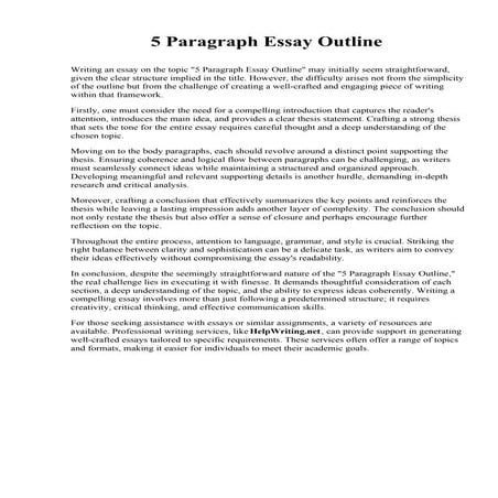5 Paragraph Essay Outline.pdf | Homework and Study | Education