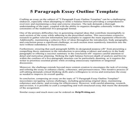 5 Paragraph Essay Outline Template. University of North Carolina at ...