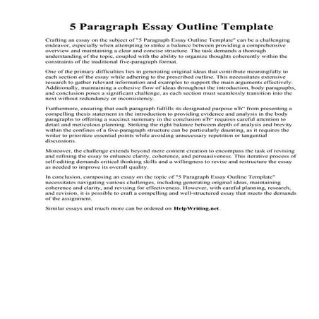 5 Paragraph Essay Outline Template. 5 Paragraph Essay Outline - Fill ...