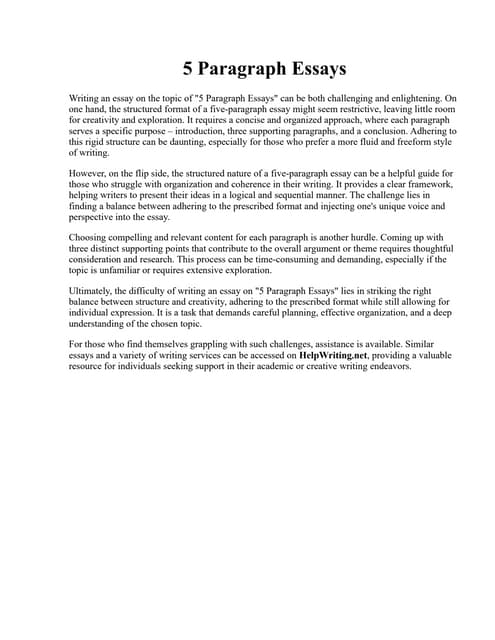 Sample 5 Paragraph Essay | PDF
