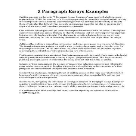 5 Paragraph Essays Examples | PDF