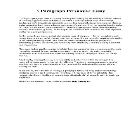 5 Paragraph Persuasive Essay. Cornerstone University | PDF