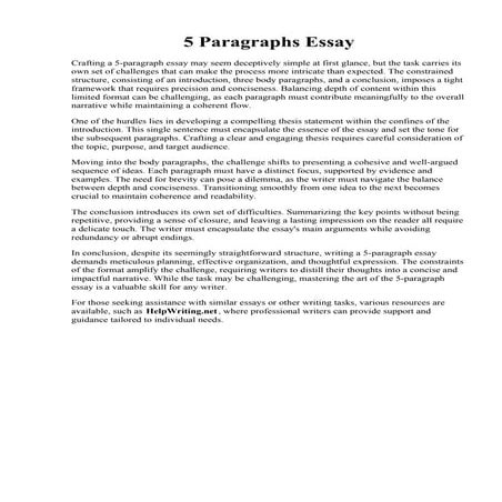 5 Paragraphs Essay.pdf | Bed & Breakfasts | Travel Type