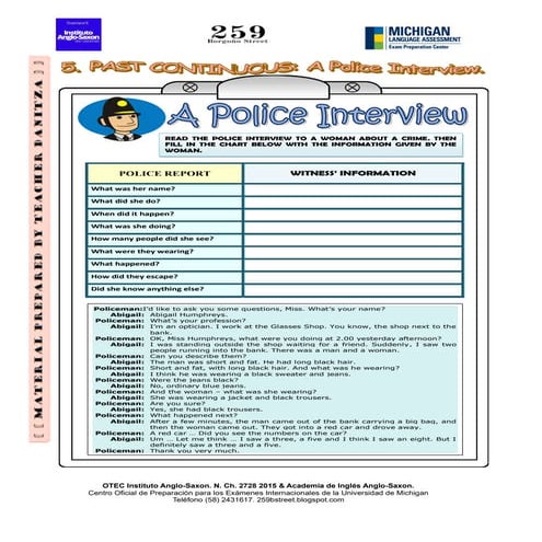 5 Past Continuous A Police Interview | PDF