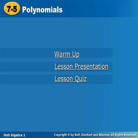 5 Polynomials understanding the ideas of | PPT