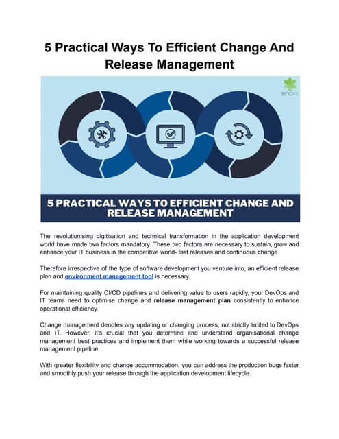 5 Practical Facts On Release Management Process | PDF