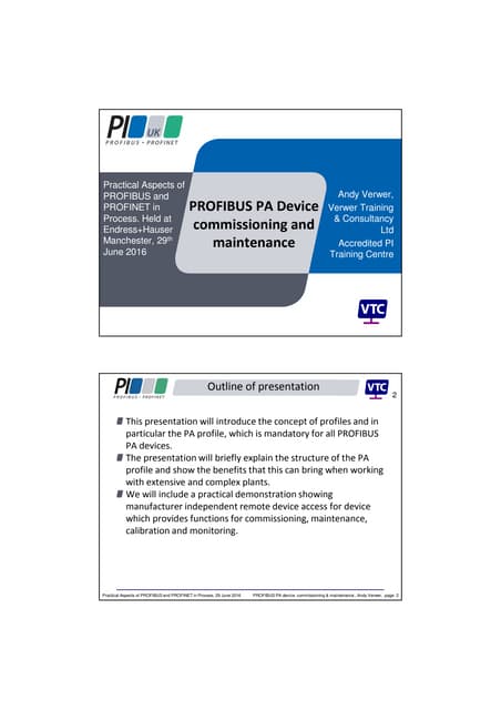 Introduction to profibus for process automation andy verwer | PDF