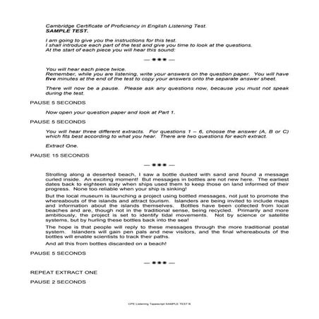 5 proficiency 2013 listening test script | PDF