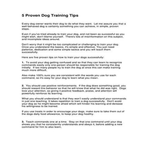 5 proven dog training tips | PDF | Dogs | Pets