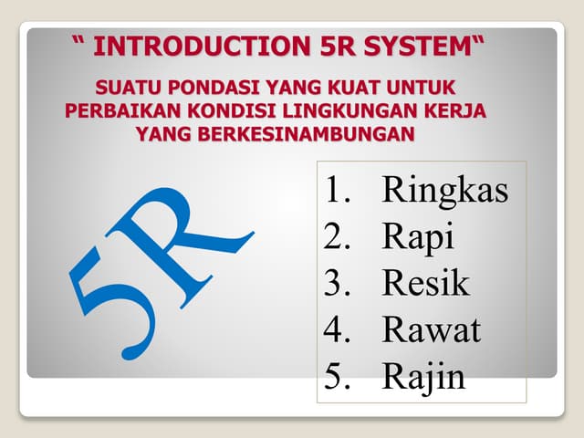 Materi 5 R (ringkas, rapi,resik,rawat,rajin) | PDF