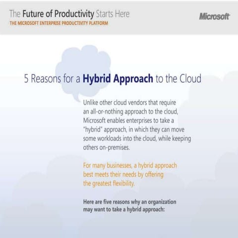 5 reasons for a Hybrid Approach to the Cloud | PPTX | Cloud Computing ...