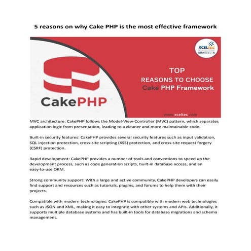 5 Reasons On Why Cake Php Is The Most Effective Framework Pdf Free Download