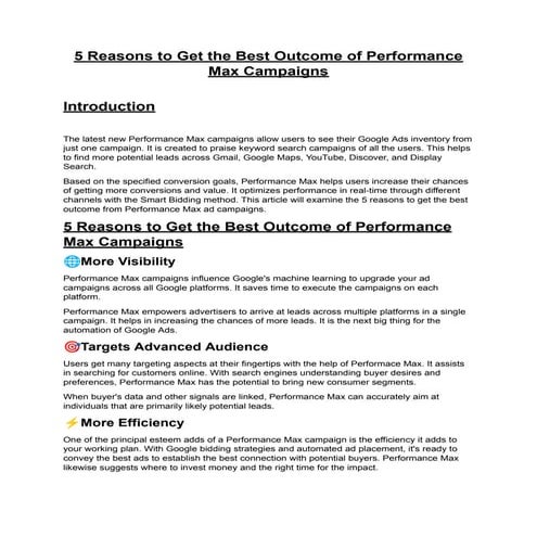 A Guide To Google Performance Max Campaigns | PPTX