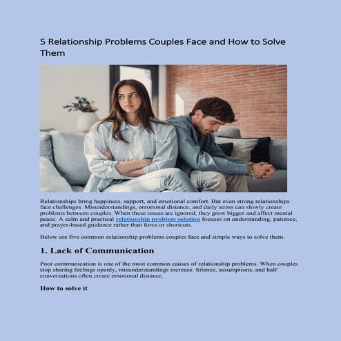 5 Relationship Problems Couples Face and How to Solve Them | PDF