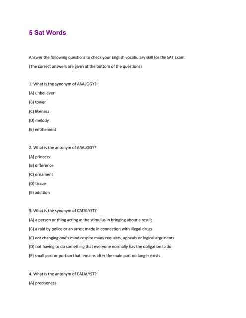 5000 Sat Words List | PDF