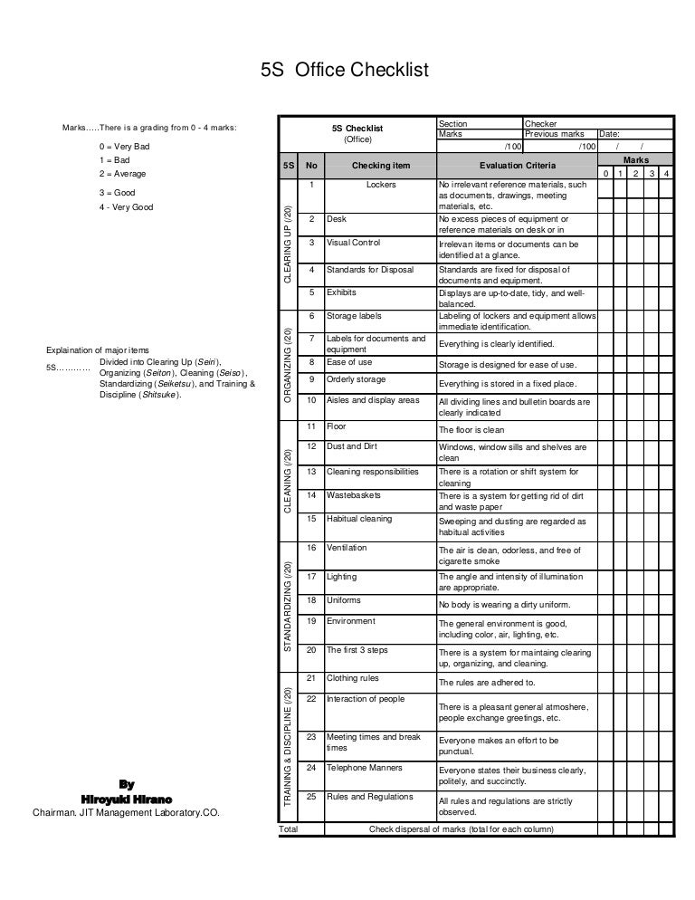 5 s checklist(office)
