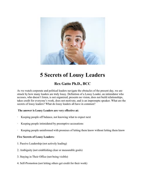 5 Traits of Ineffective Leadership | PDF