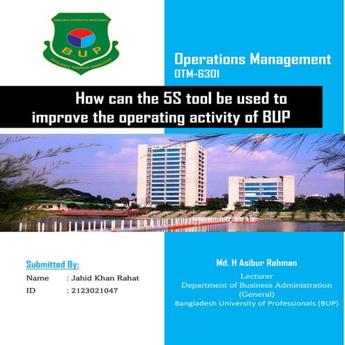 How can the 5S tool be used to improve the operating activity of BUP | PDF