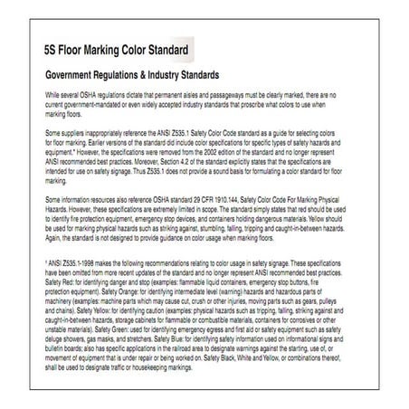 5S Floor Marking Colour Standards | PDF