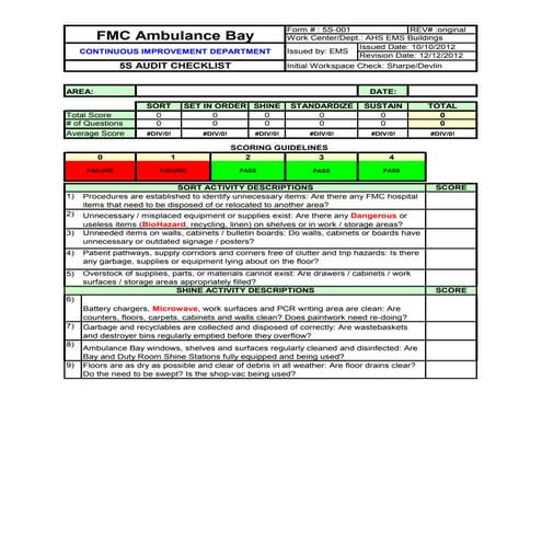 5S FMC Amb Bay checklist | PDF