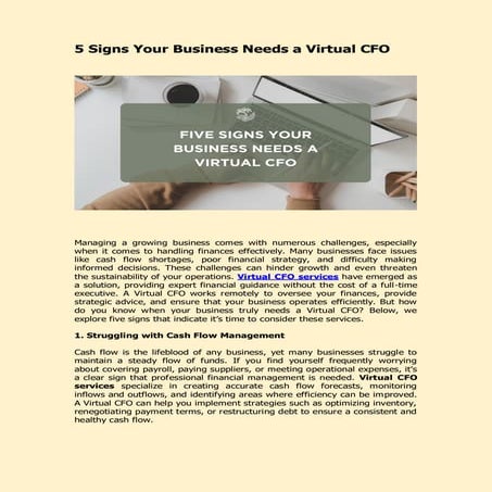 5 Signs Your Business Needs a Virtual CFO | PDF