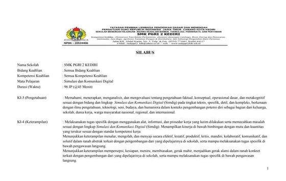 Pemetaan kompetensi dasar simdig | PDF