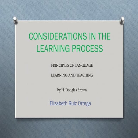 Considerations in the L2 learning process (summary H. Brown) | PPT