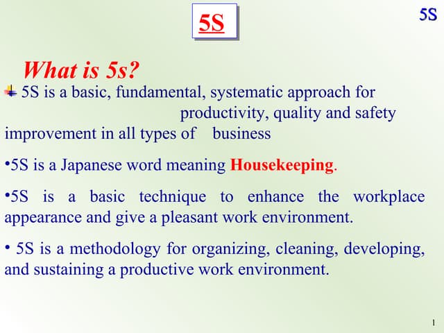 5S Module - Key Slides | PDF | Business | Business and Finance